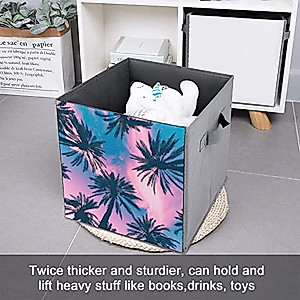 Hawaii Plum Trees Foldable Storage Bins Printd Fabric Cube Baskets Boxes with Handles for Clothes Toys, 11x11x11