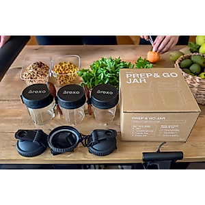 arexo Overnight Oats Containers with Lids – Practical Oatmeal Oat Jars – 3pcs Overnight Oatmeal Jars with Regular Lid and Blender-Style Lid – Thick Glass Overnight Oat Container – Lightweight and Comp