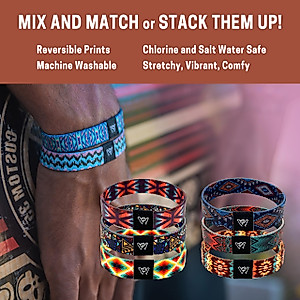 Hang Loose Bands - Southwestern Bracelet for Men, Women & Teens - Comfy Tribal Print and Boho - Western Style Reversible Wristband - Graphite Gear | Small: 6.5" (most common fitting size)