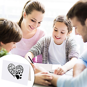 48 Pcs Paw Printed Note Cards Set, 24 Paw Printed Note Cards Heart Paw Thank You Card Paw Print Blank Greeting Card with 24 White Envelopes Animal Lovers Pet Shop Pet Birthday Party (Black and White)