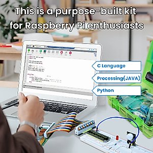 KEYESTUDIO Basic Starter Kit for Raspberry Pi 4 3 3B/2B/B+, with Tutorials C+ Python Java Code, Breadboard Solderless Electronic LCD Water Level Gas Sensor Programming Easy for Beginners