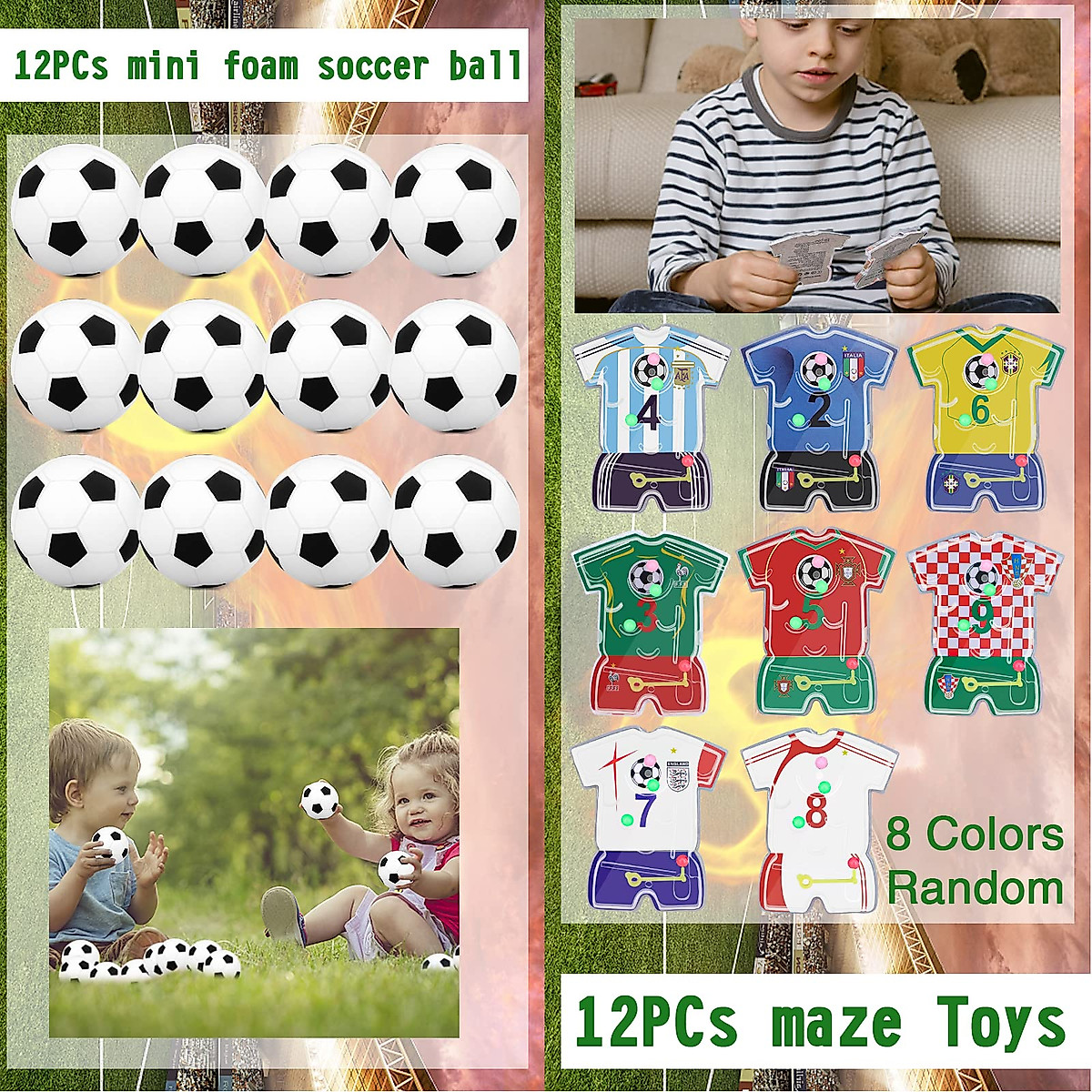 158Pcs Soccer Party Favors - Bags, Whistles, Balls, Slap Bracelets, Keychains, Stickers, Tattoos for Party Goodie Bags