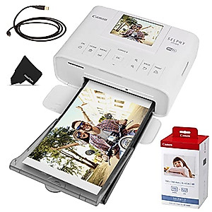 HeroFiber Canon SELPHY CP1300 Wireless Compact Photo Printer (White) + Canon KP-108IN Color Ink Paper Set (Produces up to 108 of 4 x 6 Prints) + USB Printer Cable Ultra Gentle Cleaning Cloth