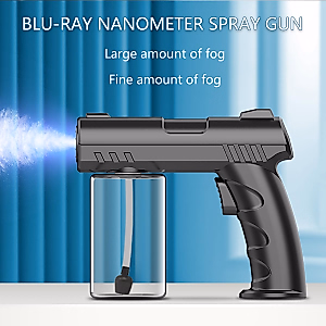 Nano-Spray Gun, Handheld Household Nano-Atomizer, Blue Light Atomizer, Handheld Household Nano-Spray Gun, Wireless Charging Nano-Atomizer, Suitable for and Watering Plants and Trees (Black)