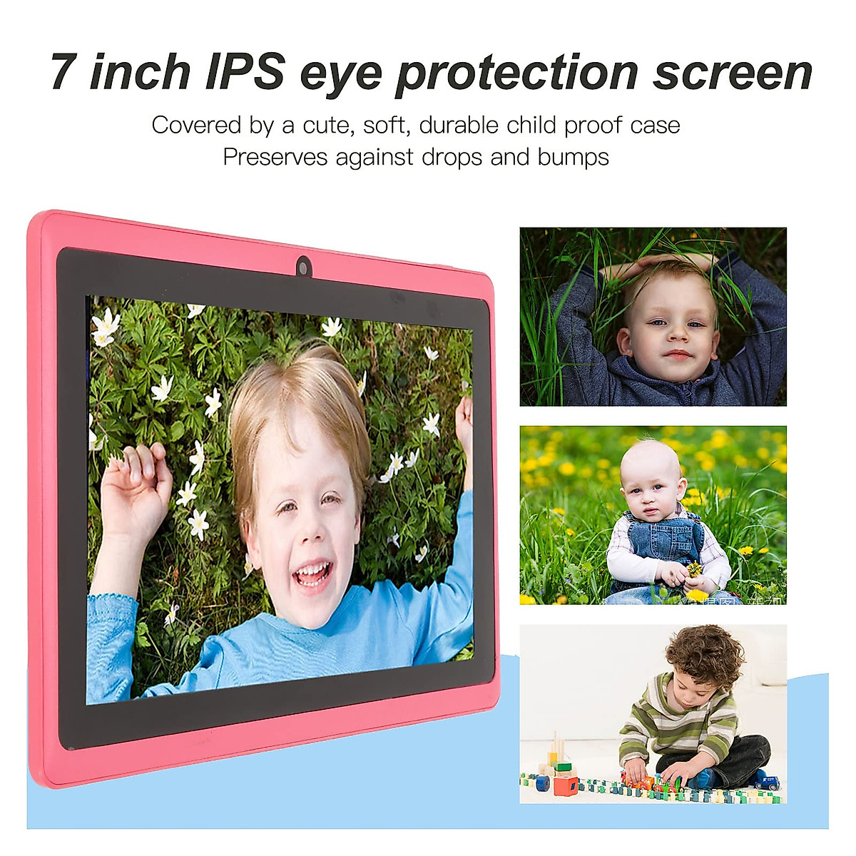 DAUZ Kids Tablet, US Plug 100-240V WiFi 7 Inch HD Screen Eye Protection Display Kids Learning Tablet for Home Work (US Plug)