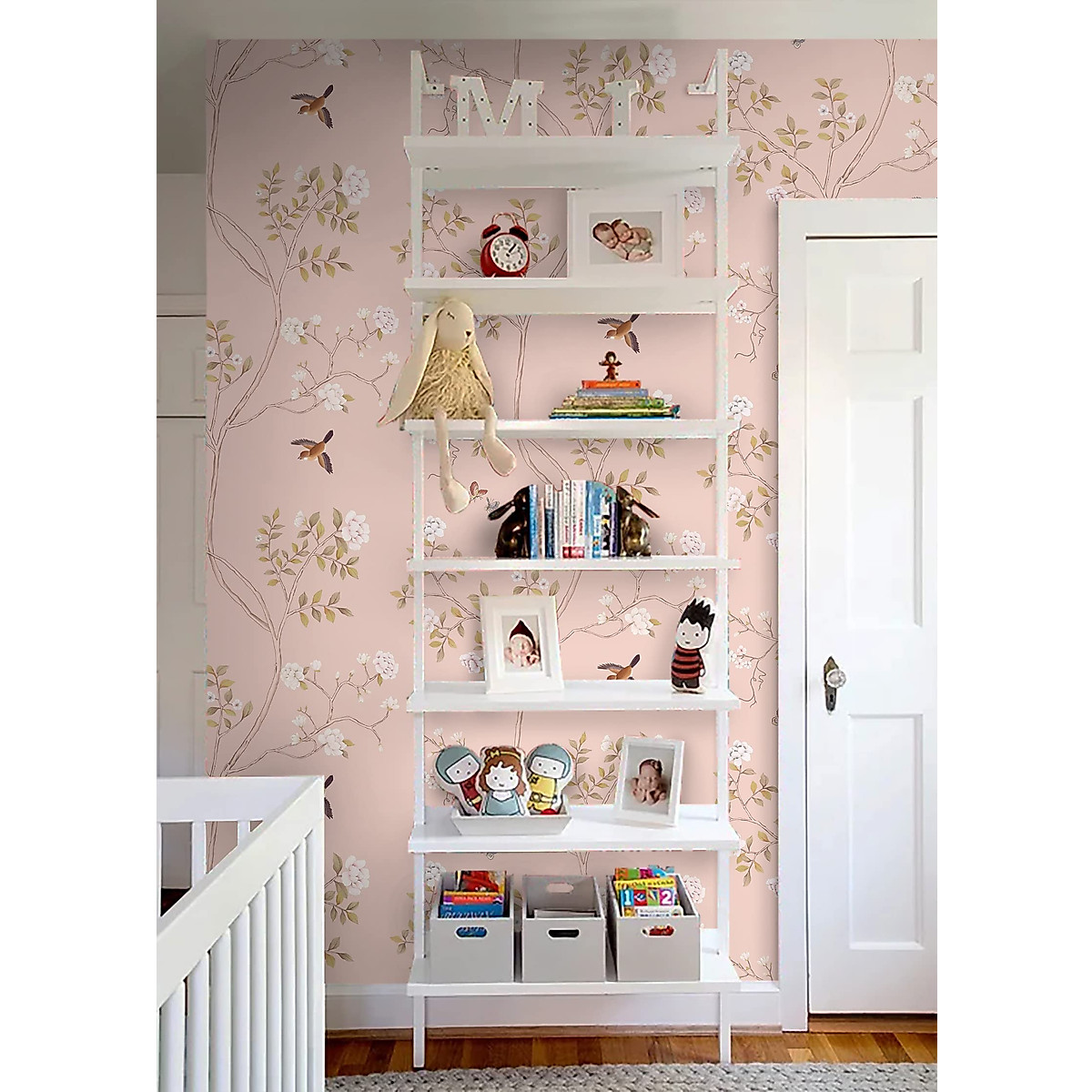 Hopepak Peel and Stick Wallpaper Floral Wallpaper Peel and Stick Purple Pink Contact Paper Self Adhesive Removable Wallpaper Cute Wallpaper for Bedroom Bathroom Nursery Decor 15.3''x78.7''