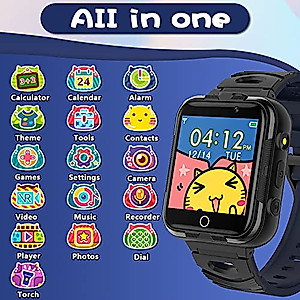 Smart Watch for Kids, Boys Girls Watches with 24 Puzzle Games Call Dual Cameras Video Music Player Flashlight Alarm Calculator 1.54" IPS Touchscreen Electronic Learning Toys Watch for Ages 3-12