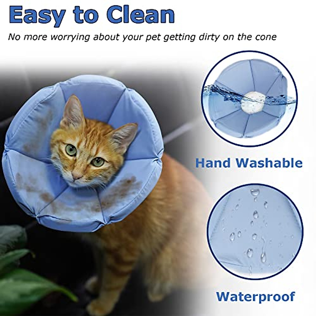 Crazy Felix Cat Cone, Cat Cone Collar to Stop Licking and Scratching, Soft Cone for Cats Alternative After Surgery, Comfortable Cat Recovery Cone with Drawstring for Cats Kitten and Puppy