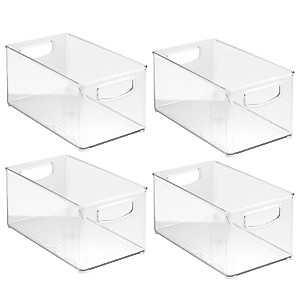 Lifetime Appliance Parts UPGRADED 4 x Clear Organizer Storage Bin with Handle Compatible with Kitchen I Best Compatible with Refrigerators, Cabinets & Food Pantry - 10" x 5" x 6"