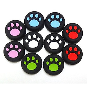 Ambertown Analog Silicone Thumb Stick Grips Cap Joystick ThumbSticks Caps Cover for PS4 PS3 Xbox One Xbox 360 PS2 Game Controllers (2 x White Cat Dog Paw)
