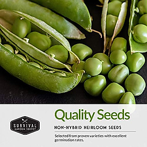 Survival Garden Seeds Sugar Peas Collection Seed Vault - Oregon Sugar Pod II Pea & Sugar Daddy Snap Pea - Non-GMO Heirloom Varieties to Grow Delicious Cool Weather Vegetables on Your Homestead
