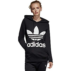 adidas Originals womens Adicolor Trefoil Hoodie Black/White Small