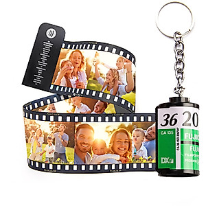 Personalized Spotify Photo Keychains Custom Camera Film Roll Song QR Code Keychain MultiPhoto Reel Album Retro Custom Gift Birthday Holiday for Lover Dad Mom Kids Boyfriend Girfriend (15 Photo)
