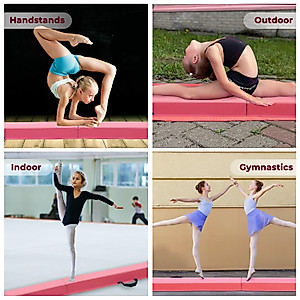 FBSPORT 8ft Balance Beam: Folding Floor Gymnastics Equipment PU Leather for Kids Adults,Non Slip Rubber Base, Gymnastics Beam for Training, Practice,Professional Home Training