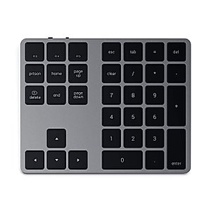 Satechi Bluetooth Extended Numeric Keypad – Slim Rechargeable 34-Key Numberpad – for M4/M2/M1 MacBook Pro/Air, M4/M2/M1 iPad Pro/Air, M2 Mac Mini, iMac M1/M4 (Space Gray)