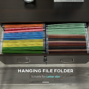 Vinsetto 2-Drawer File Cabinet with Lock and Keys, Vertical Storage Filing Cabinet with Hanging Bar for Letter Size, Home Office, Walnut