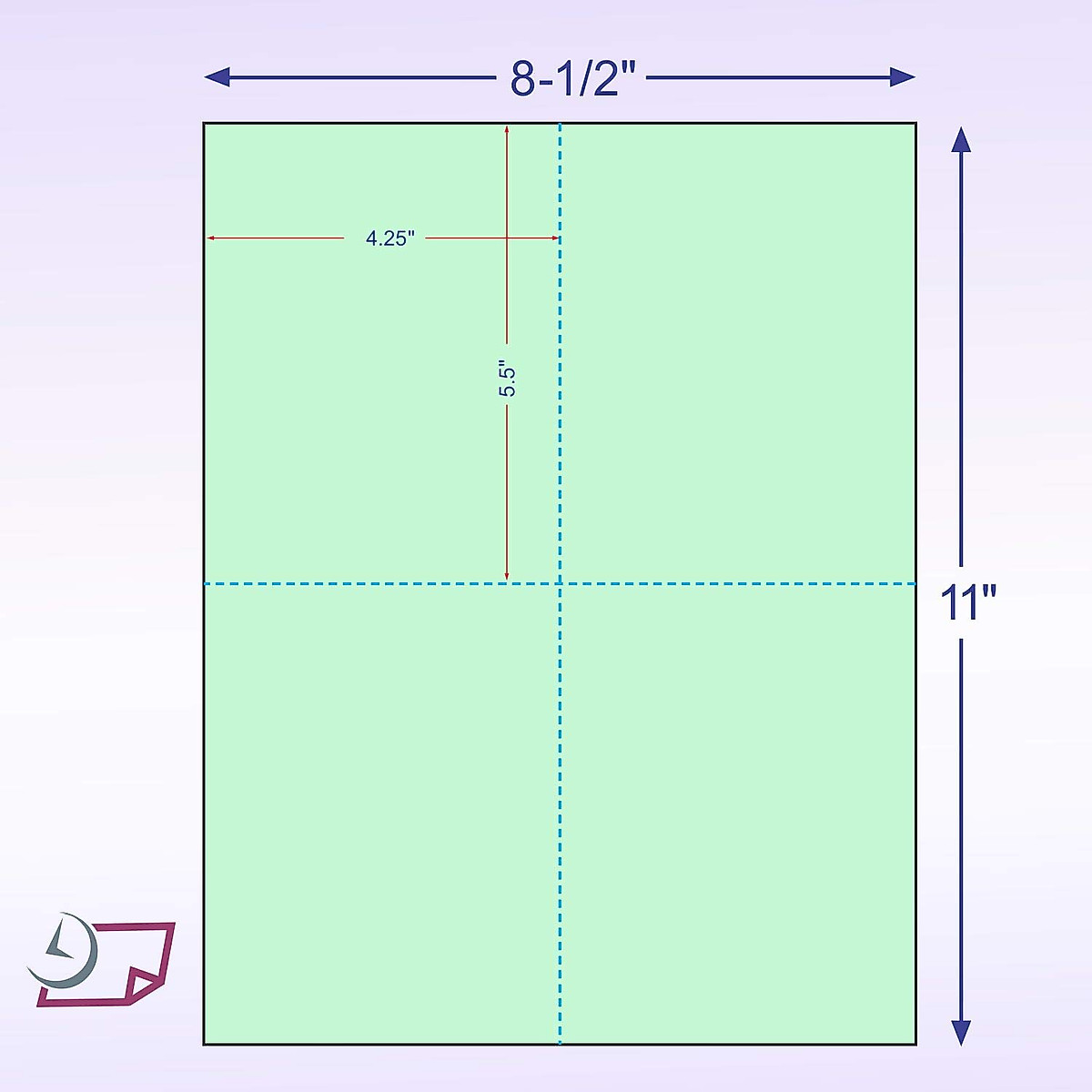 8-1/2" x 11" Laser/Inkjet Postcards 4 Per Page, (4-1/4" x 5-1/2" Each Card | Green, 1000 Cards)