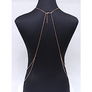 Cosydays Boho Pearl Body Chain Gold Layered Chest Chains Necklace Belly Chain Beach Bikini Chains Waist Nightclub Body Chain Jewelry for Women