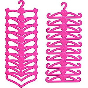 BJDBUS 62 Pcs Pink Plastic Hangers for 11.5 inch Doll Clothes Gown Dress Outfit Holders Accessories