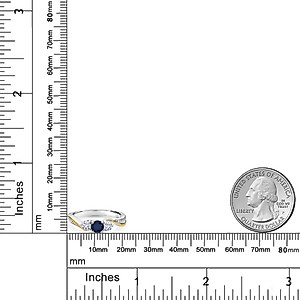 925 Silver and 10K Yellow Gold Blue Sapphire Moissanite from Charles & Colvard and Lab Grown Diamond 3 Stone Engagement Ring For Women (0.58 Cttw, September Birthstone, Size 7)