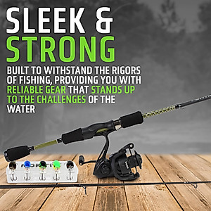 Fortis Fishing Spinning Rods 6ft6-2 pc - Medium - Medium - Strong, Sensitive, Lightweight, Graphite Blank with Durable Fiberglass Tip, Ergonomic Handle Includes Rod, Reel and Lures (Crankbaits)