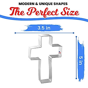 CookieCutterCom Cross Cookie Cutter 5 Inch –Tin Plated Steel Cookie Cutters – Cross Cookie Mold