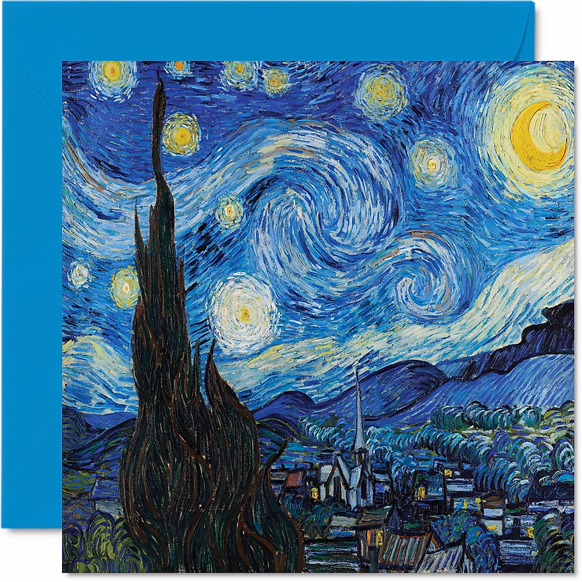 Classic Art Cards for Women Men - Van Gogh Starry Night - Famous Abstract Birthday Card for Mom Dad Papa Aunt Uncle Grandma Grandpa, 5.7 Inch Traditional Classical Painting Artwork Greeting Cards