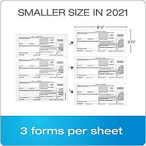 TOPS 1099 NEC 3 Up Forms 2021, Tax Forms Kit for 30 Recipients, 5 Part NEC Tax Form Sets with Self Seal 1099 Envelopes and 3 1096 (TX22905KIT-NE21)
