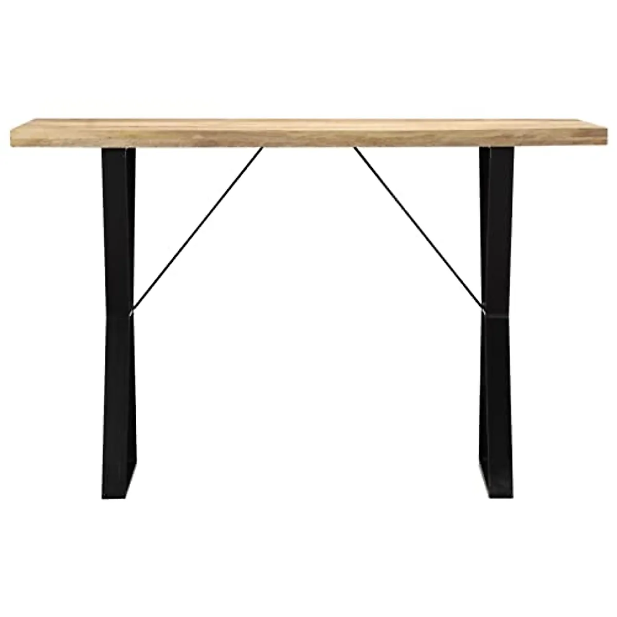 Tidyard Dining Table 47.2 x 23.6 x 29.9 Inch Solid Mango Wood Wooden Dinner Table Iron Legs Brown for Kitchen, Bistro, Home Furniture