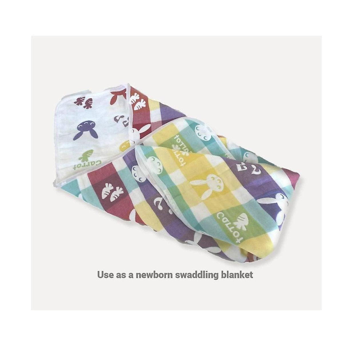 Kawaii Baby Blanket - Double Layer Thick Cotton Reversible Unisex Soft Nursery Crib Blanket, Newborn Infant Toddlers, Jacquard Cotton Unisex Swaddle 80 x 100 cm, Parachute