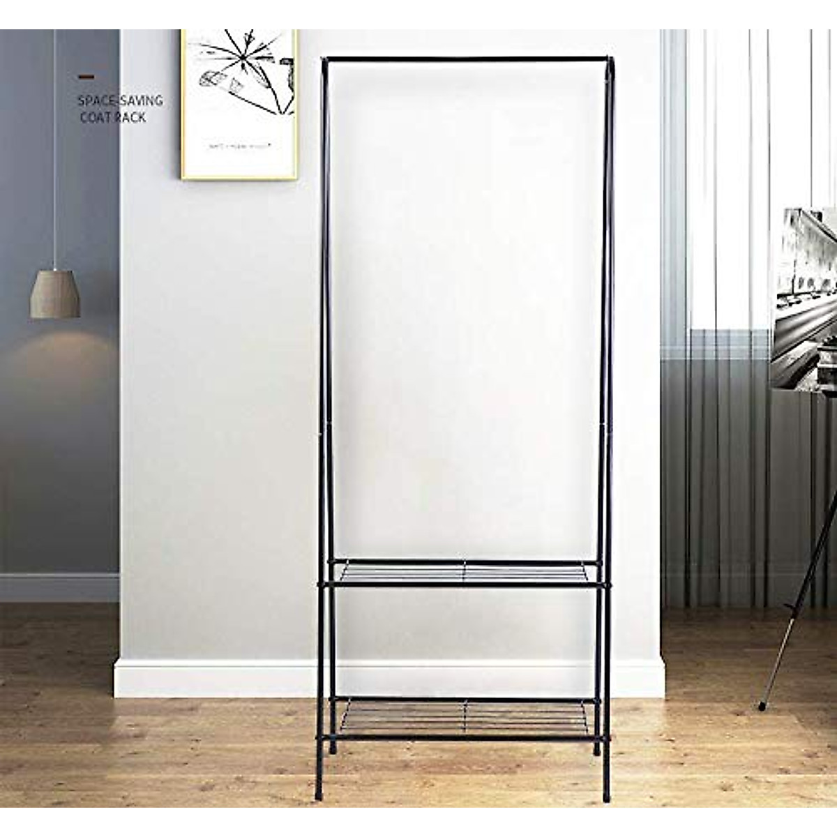 Mivnue Clothes Garment Rack with Shelves, Heavy Duty Clothing Rack for Bedroom, Metal Clothes Rack for Hanger Clothes, Small Clothes Rack Black