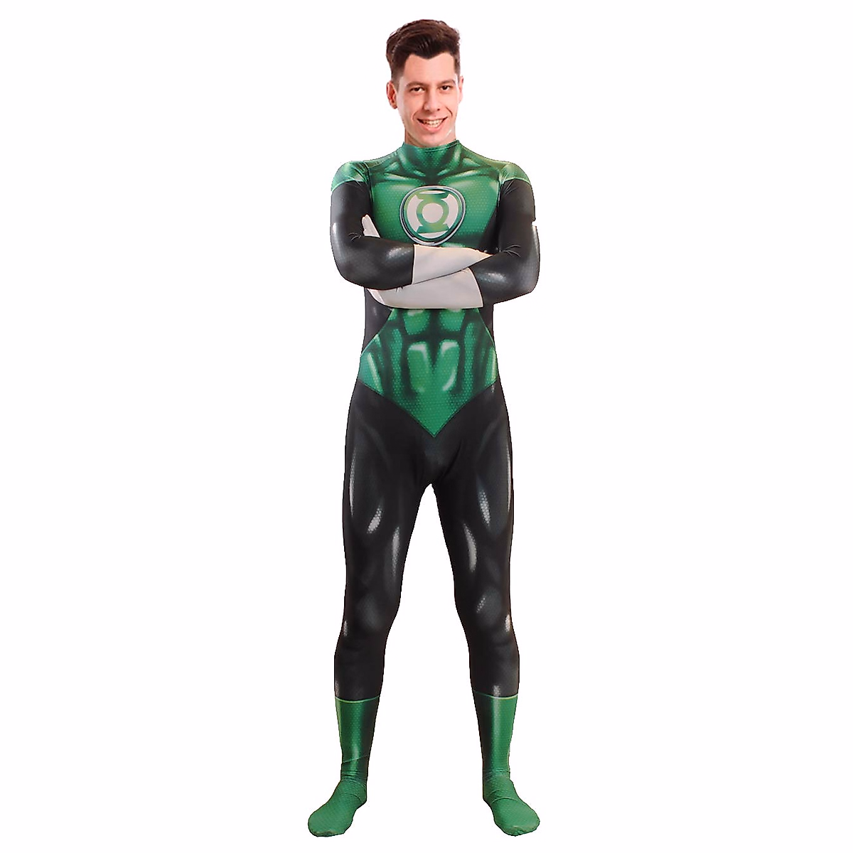 Halloween DC Comics Men's Green Suit Lycra Spandex Green Lantern Costumes for Adult Mens