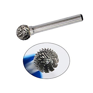 SD-5 Tungsten Carbide Burr Rotary File Ball Shape Double Cut with 1/4''Shank for Die Grinder Drill Bit
