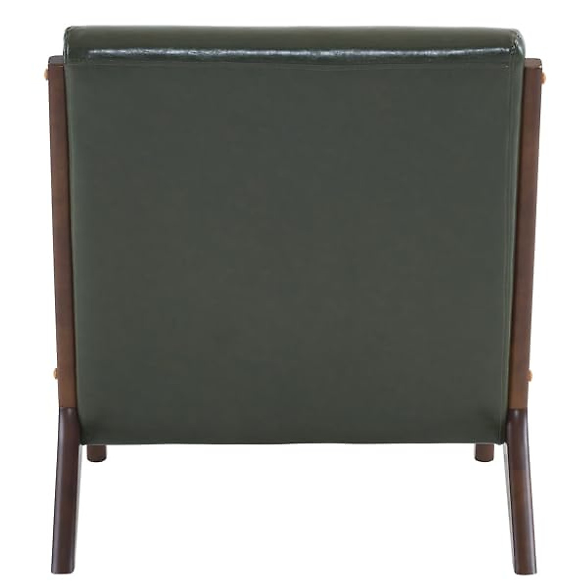 Flulep 80 * 65 * 73cm Single Seat B Style Backrest Without Buckle with Pillow PU Walnut Oak Armrests Indoor Leisure Chair Dark Green