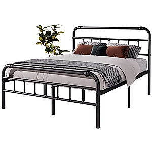 FSCHOS Full-Size-Bed-Frame-with-Headboard and Footboard, 18 Inch Metal Platform , Premium Steel Heavy Duty Bed Frame Full No Box Spring Needed, Easy Assembly, Black