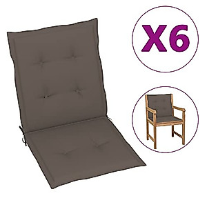 Tidyard 6 Piece Garden Chair Cushions Fabric Seat and Back Cushion Patio Chair Pads Taupe for Outdoor Furniture 39.4 x 19.7 x 1.2 Inches (L x W x T)