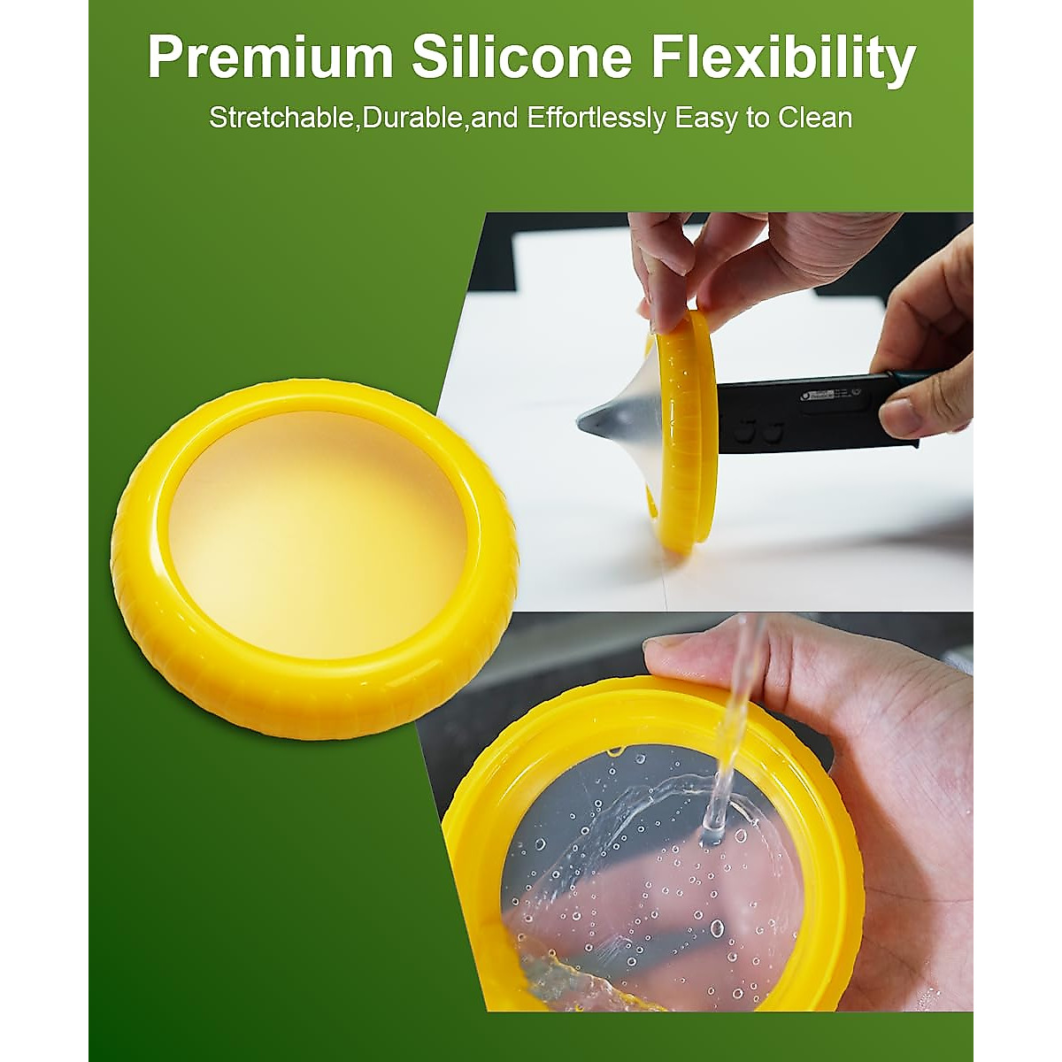 TRIBENDER Silicone Fruit and Vegetable Storage Containers 4 PCS Avocado Saver for Fridge Anti-Oxidation Onion Box Reusable Lemons Holder With Lid Stretch Tomato Keep Fresh (Green)