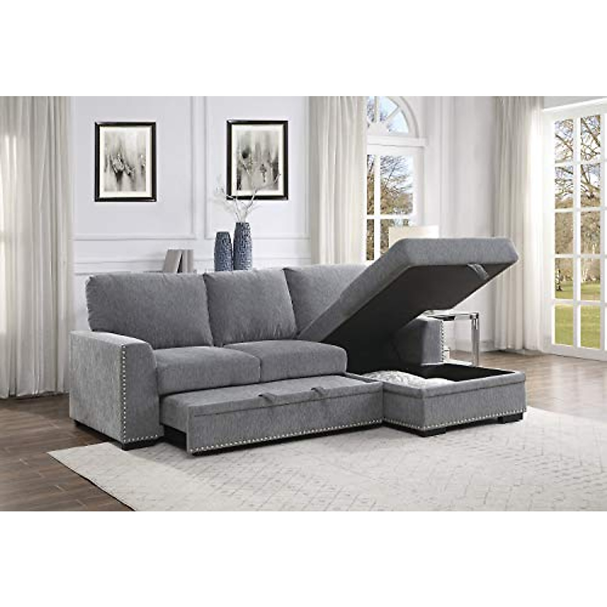 Lexicon Winona Sectional Sofa with Right Side Chaise, Gray