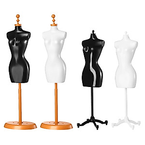 EXCEART Doll Rack 4pcs Doll Cloth Gown Display Support Holder Mini Mannequin Model Stand Plastic Display Support Accessories