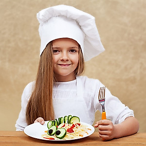 Lusofie Kids Chef Hat Adjustable White Chef Hats Elastic Kitchen Cooking Cap Baker Hat Chef Hat for Kids Girls Boys