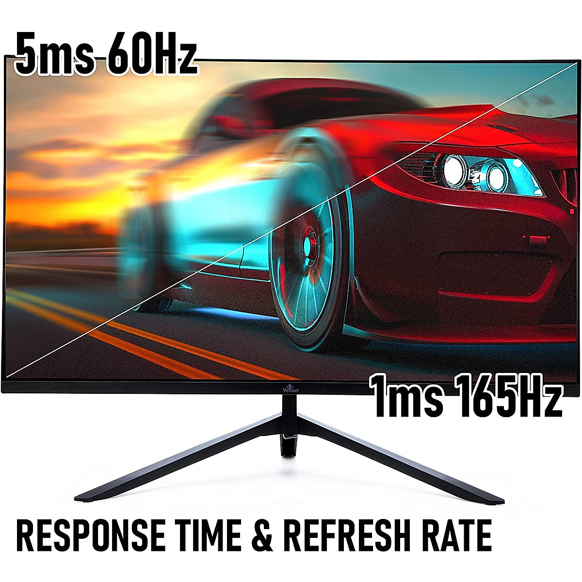YEYIAN ODRAZ 2000 27” PC Gaming Frameless LED Monitor, 1080P HD, 165Hz, 300cd/m2, 1ms, 3000:1, 16:9, 178°, 16.7M Colors, True Low Motion Blur, AMD FreeSync, DP/HDMI, VESA Mountable, Tilt Adjustable