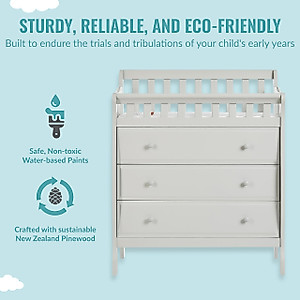 Dream On Me Marcus Changing Table And Dresser In Grey, Features Three Spacious Drawers, Non-Toxic Finishes, Comes With 1" Changing Pad, Made Of Solid Wood