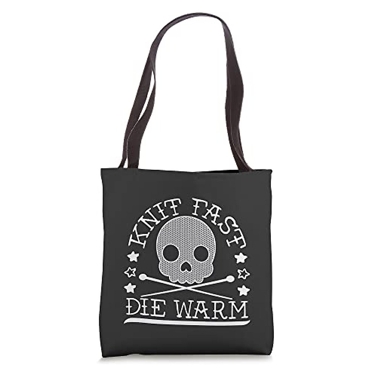 Funny Gothic Yarn Skull Knitting Needles Knit Fast Die Warm Tote Bag