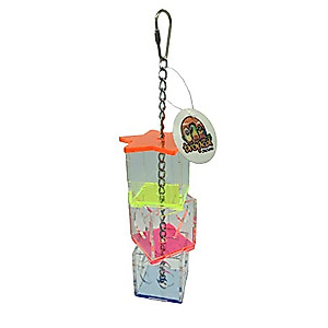 Tropical Chickens Parrot Bird Boredom Buster Forage Box Creative Hanging Treat Foraging Toy Conure Cockatiel for Small Bird Enrichment Transparent Acrylic Food Holder