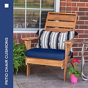 YOOZEKU Patio Chair Cushions Waterproof Outdoor Seat Cushions for Patio Furniture Set of 2 with Ties, 24 x 24 Inch, Navy Blue