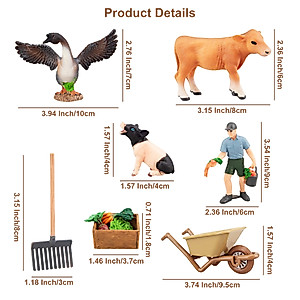 Toymany 54PCS Big Farm Animals Figurines Toy with Barn House Motorcycle Fence - Farm Tractor Figures Set with Farmers Pigs Foods, Educational Toys Christmas Birthday Gift or Kids Toddlers