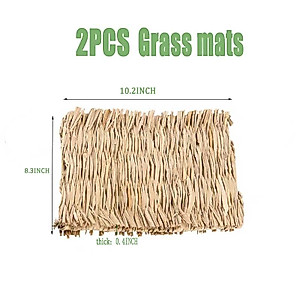 Rabbit Grass Mat, Bunny Natural Straw Woven Bed, Small Animal Cages Hay Nest Sleeping, Chewing, Nesting and Toys for Guinea Pig Hamster and Rat Bed Mat
