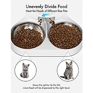 PETLIBRO Pet Food Splitter with Stainless Steel Bowls, Automatic Cat Feeder Bowls for Two Cats or Dogs, Suitable for PETLIBRO Automatic Cat Feeder PLAF005, PLAF006, PLAF103, PLAF203