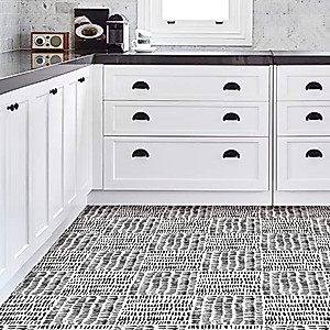 FloorPops FP2945 Noleby Peel & Stick Floor Tiles, Black