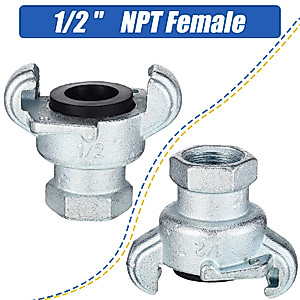 Therwen 4 Sets NPT Iron Air Hose Fitting 2 Lug Universal Coupling Chicago Fitting for Female and Male End(1/2'', Female End)